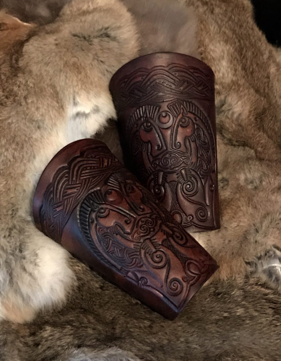 The Rhidur Norse leather Vambraces – Black Raven Armoury
